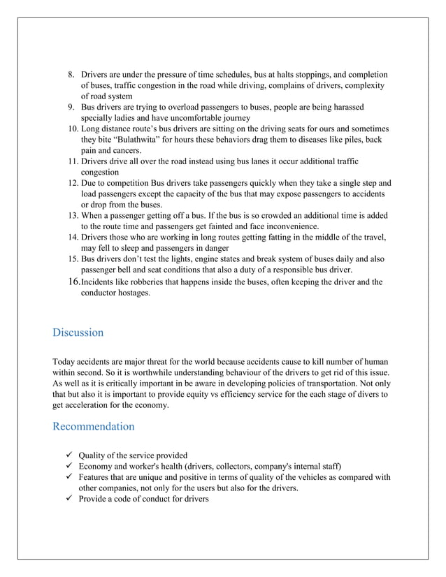 Behaviour of bus drivers in sri lankan society | PDF