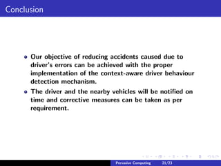 Seminar on Driver Behaviour Detection using Swarm Intelligence. | PDF