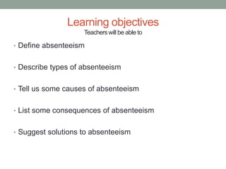 absenteeism by thierry mbenoun | PPT