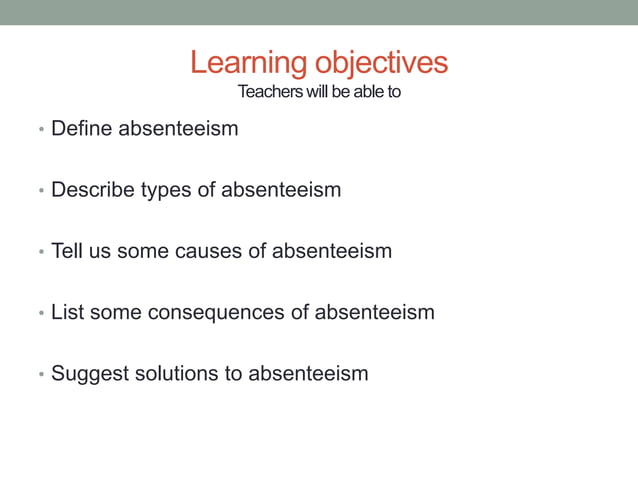 absenteeism by thierry mbenoun | PPT