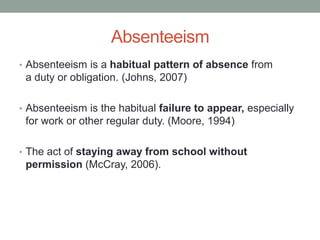absenteeism by thierry mbenoun | PPT