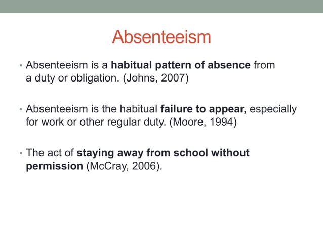 absenteeism by thierry mbenoun | PPT