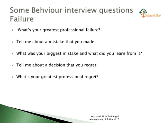 Handling Behaviour questions | PPT