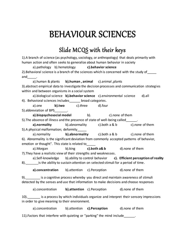 Behaviour sciences | DOCX