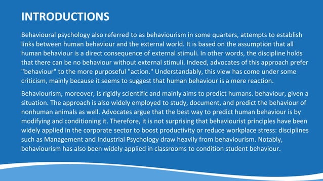 What is behavioral psychology? How to use it | PPTX