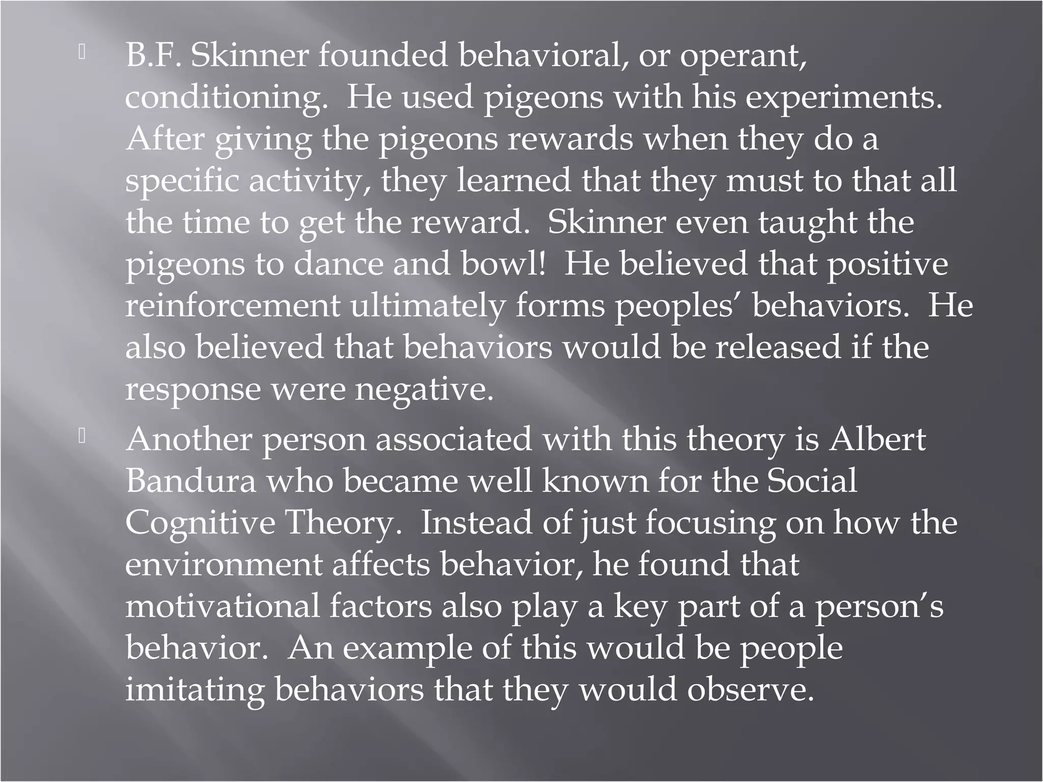 Behaviorism learning theory | PPT