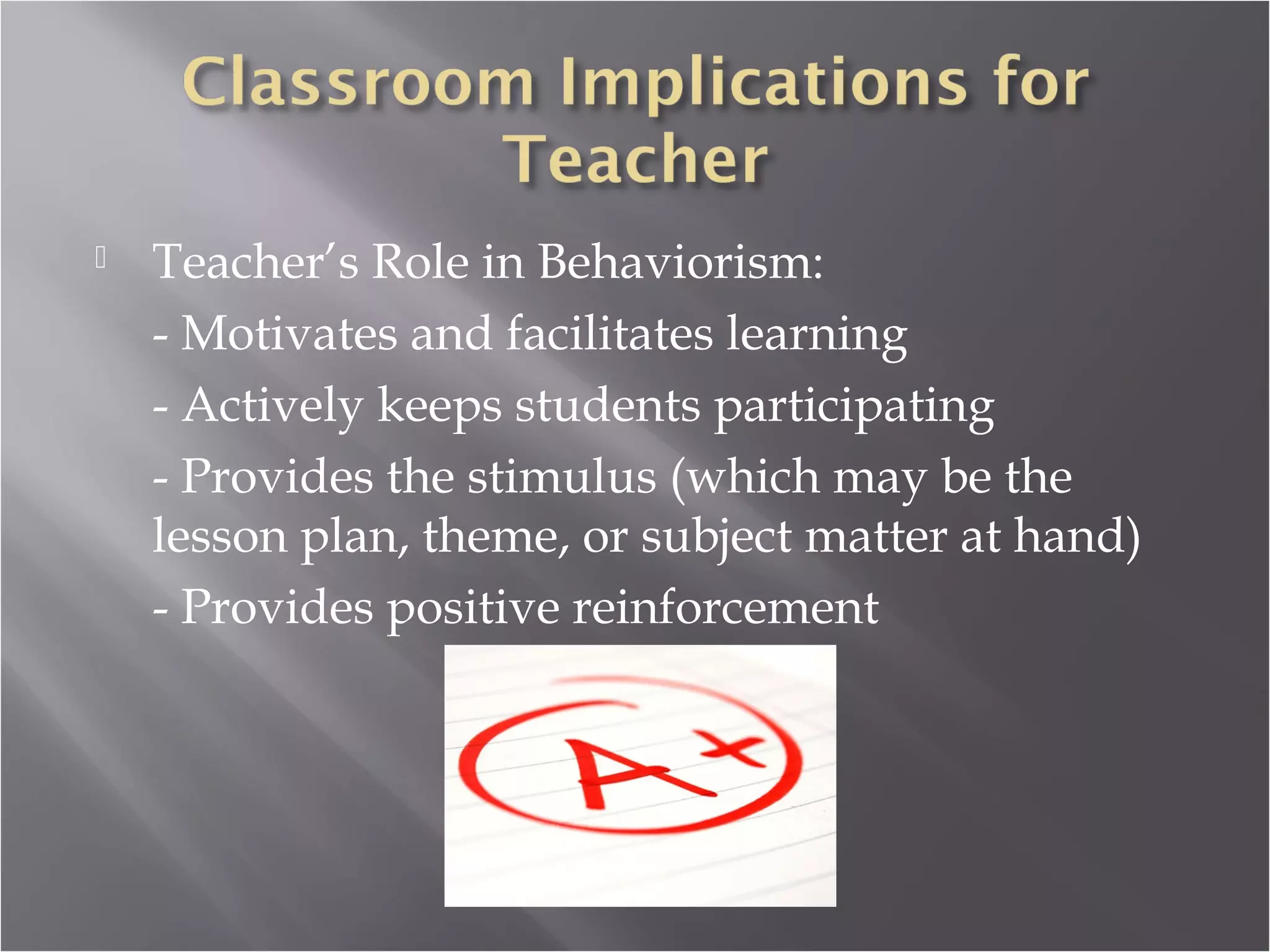 Behaviorism learning theory | PPT