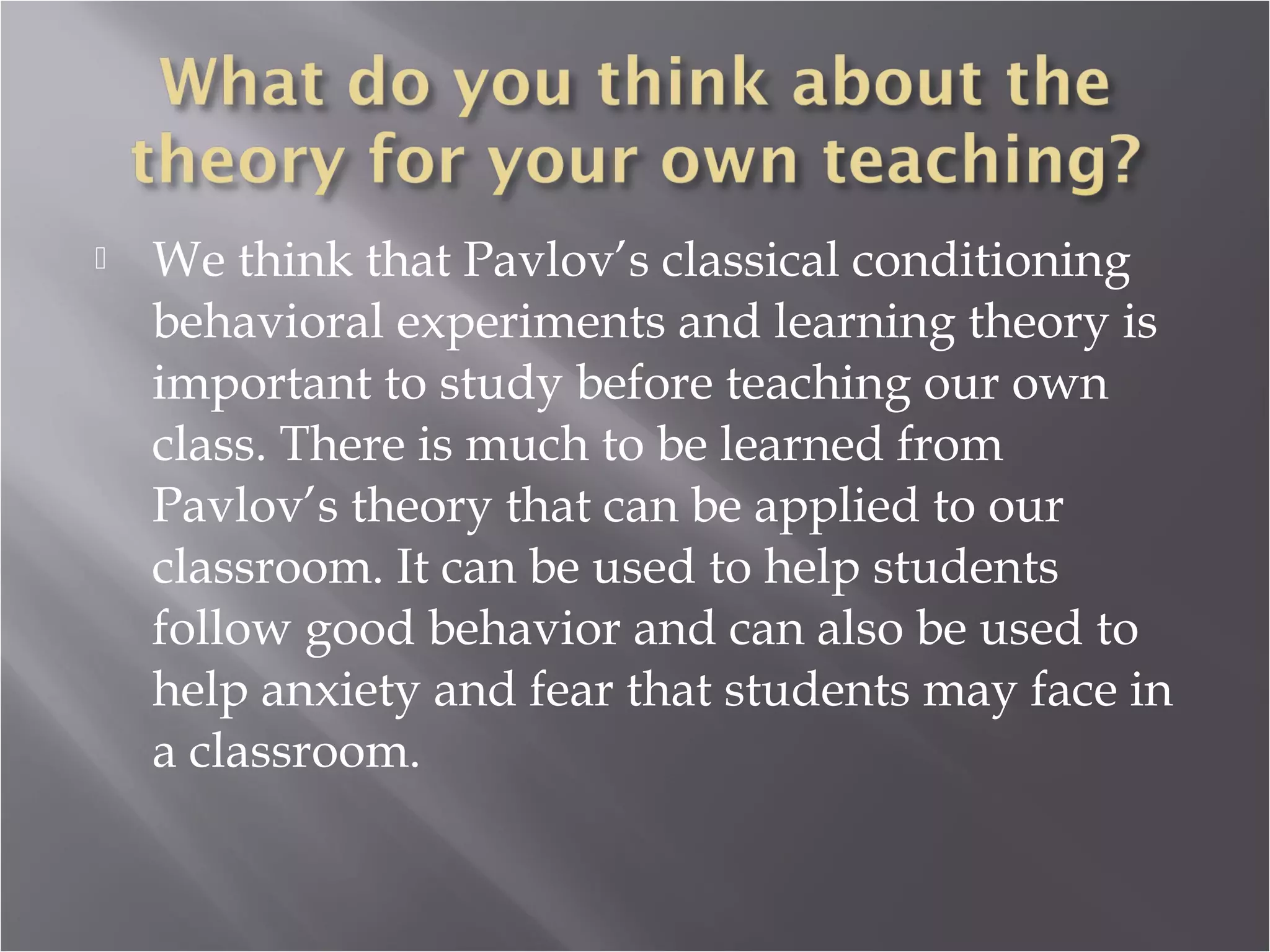 Behaviorism learning theory | PPT