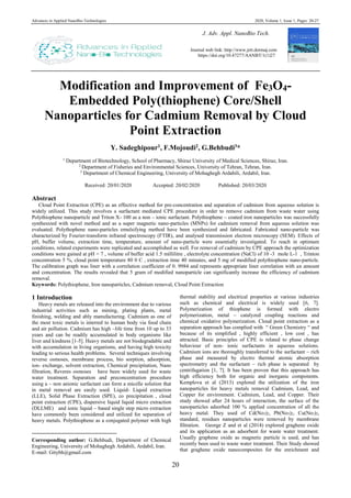 Modification and Improvement of Fe3O4-Embedded Poly(thiophene) Core/Shell Nanoparticles for ...