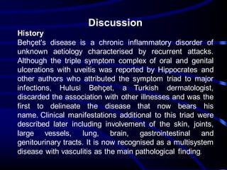 Behcet s Disease, Case presentation | PDF