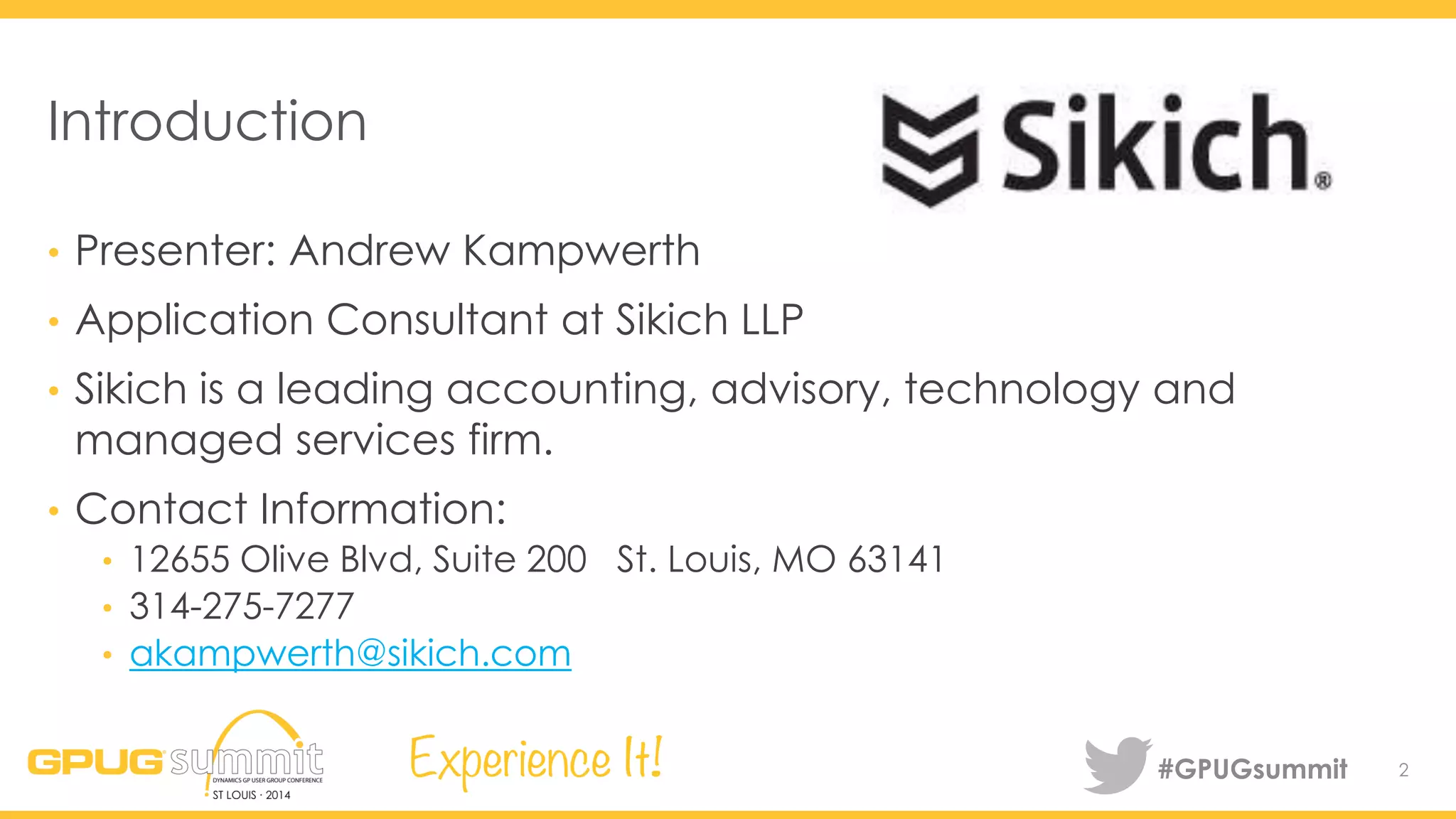 Behind the Scenes with Dynamics GP Management Reporter | PPT