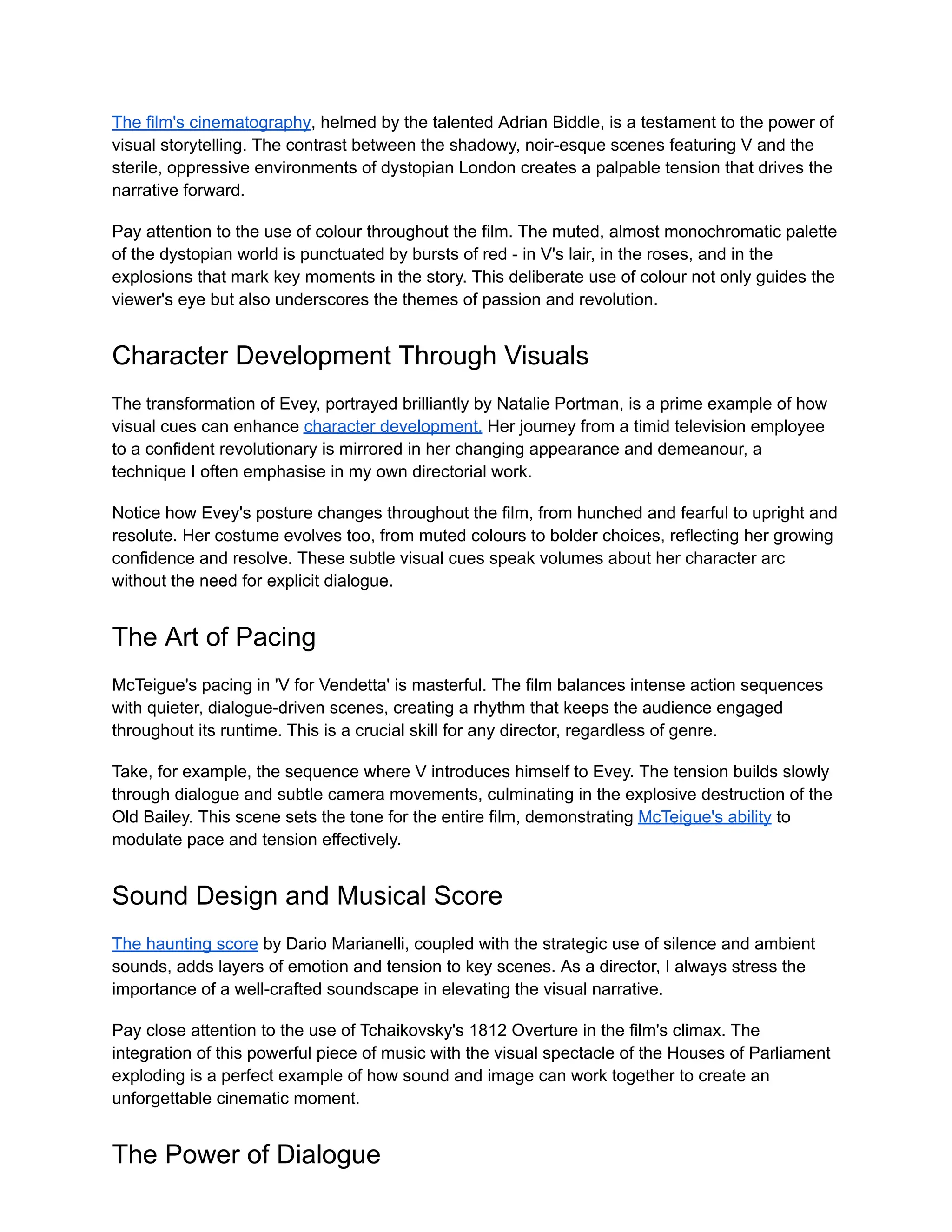 Behind the Veil of 'V for Vendetta' - A Director's Analysis | PDF