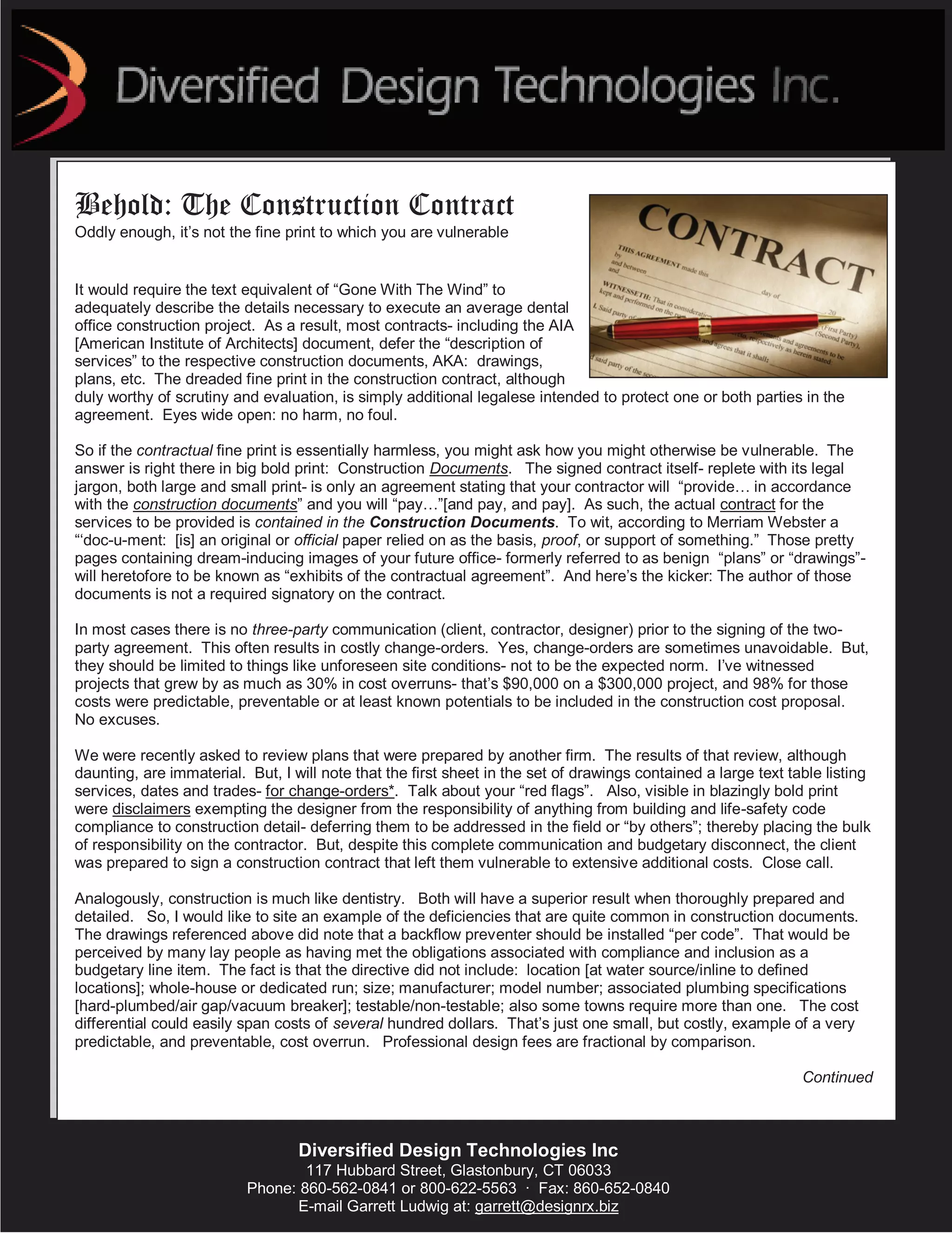 Behold The Construction Contract | PDF