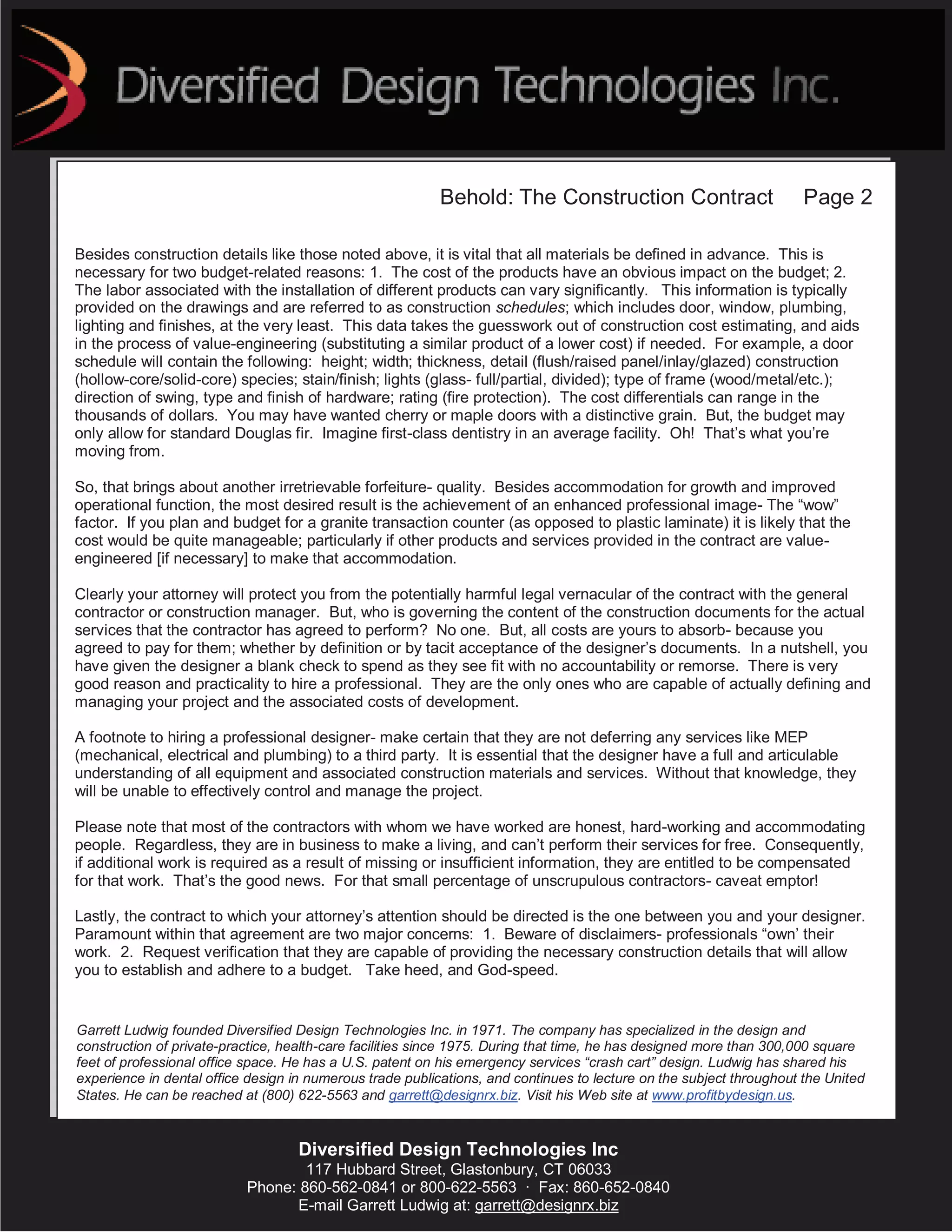 Behold The Construction Contract | PDF