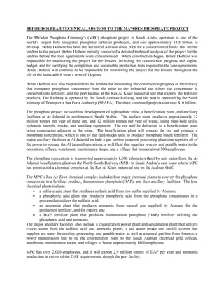 Behre dolbear ma'aden phosphate project 2012 | PDF | Agriculture ...
