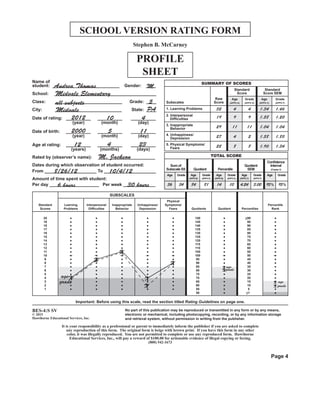 Behavior Evaluation Scale _ Fourth Edition | PDF