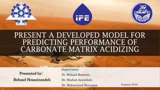 Developed Model for Carbonate Matrix Acidizing | PDF