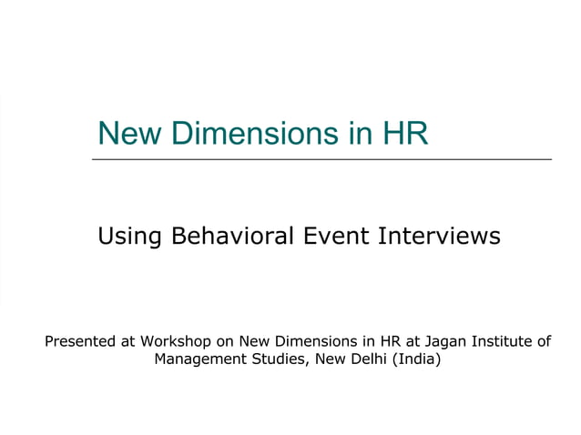 Behavioural Event Interview | PPT