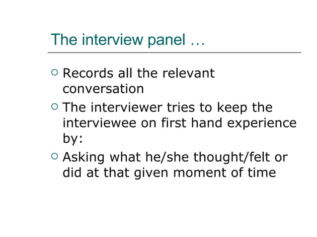 Behavioural Event Interview | PPT