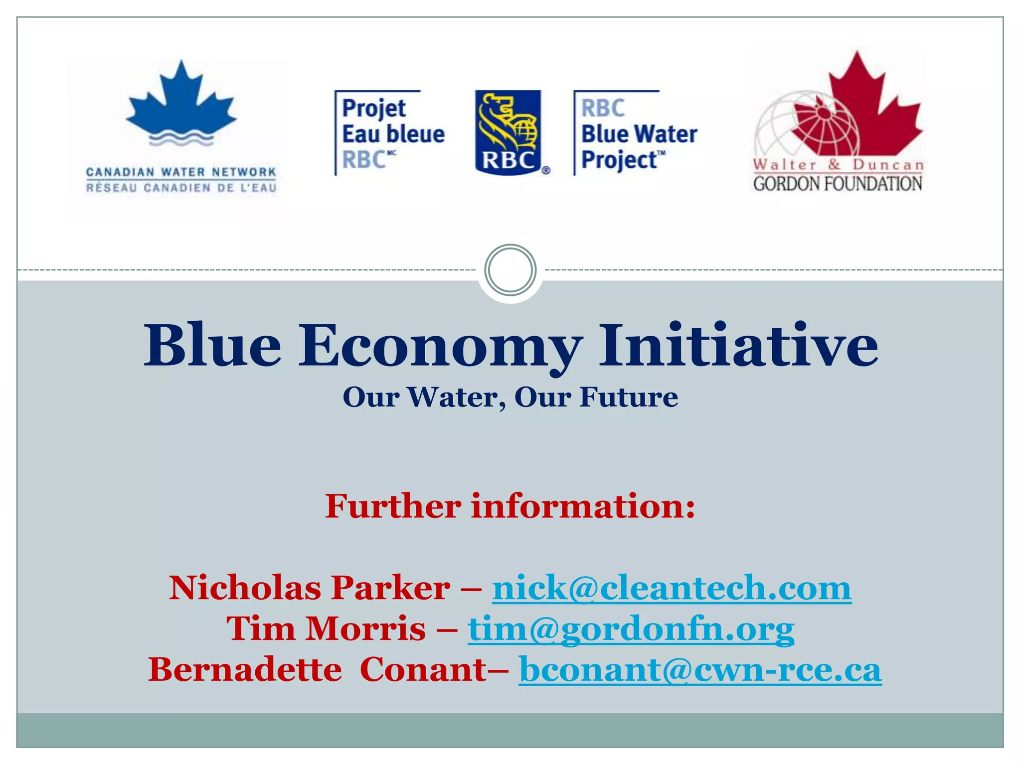 Nicholas Parker, CleanTech - The Blue Economy | PPT