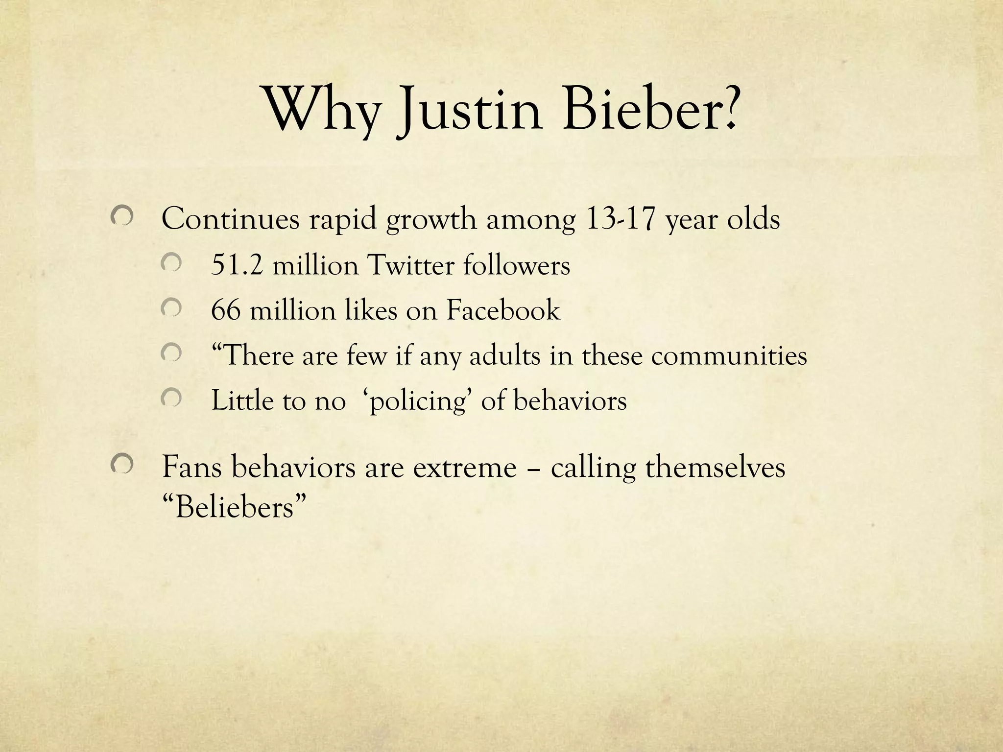 A Case Study of Cyberbullying in Justin Bieber Fandom | PPT | Social ...