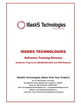 BE Final Year CSE, ECE, EEE, IT, IS Projects,Bangalore | PDF
