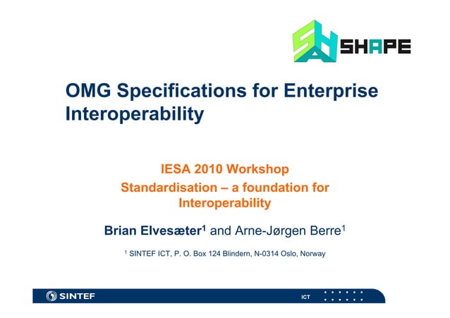 OMG Specifications for Enterprise Interoperability | PPT