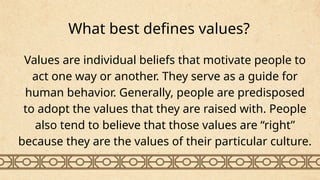 Good Manners or Etiquette Meaning of Values Filipino Values (Ethics) | PPTX