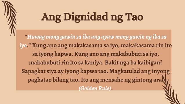 Modyul 4 ang pagkilala sa Dignidad ng tao | PPTX