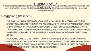 Characteristics of Filipino Culture,family values,social values, and ...
