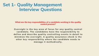 QUALITY MANAGEMENT INTERVIEW QUESTIONS 2021 | PPT