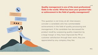 QUALITY MANAGEMENT INTERVIEW QUESTIONS 2021 | PPT