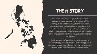 Beige and Dark Gray Simple History and Writing Baybayin Presentation.pdf