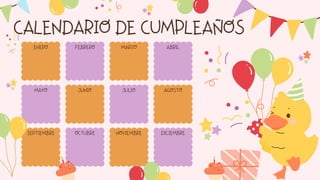 Calendario de Cumpleaños: Organización Mensual de Fechas Importantes | PDF