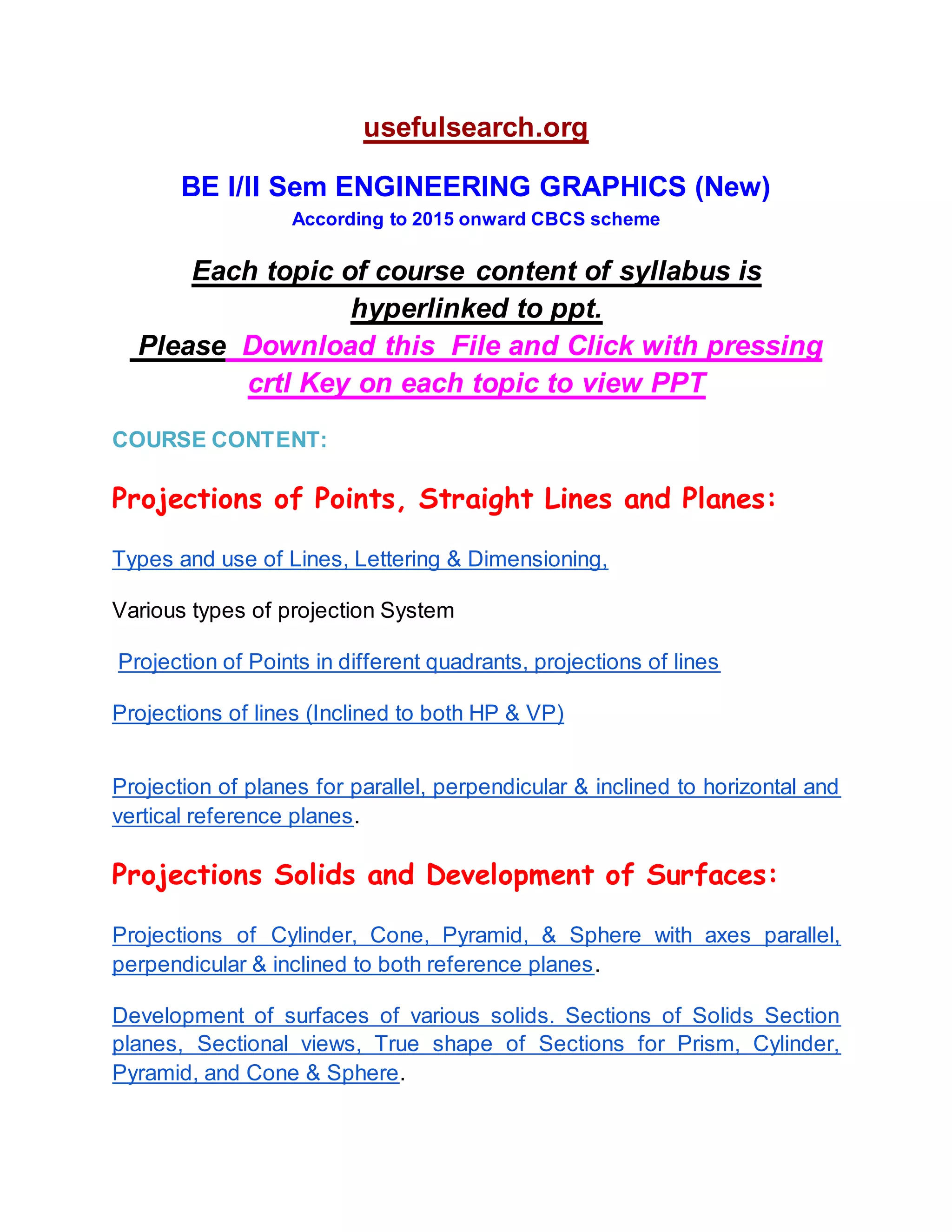 Engineering Graphics Drawing PPT : Download above File and Click on ...