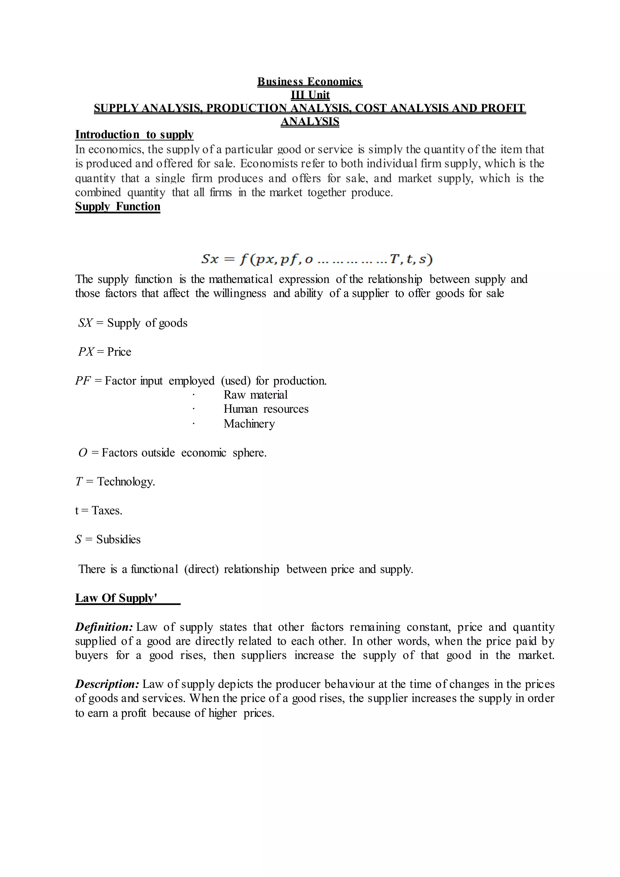 Business Economics Unit 3 | DOCX