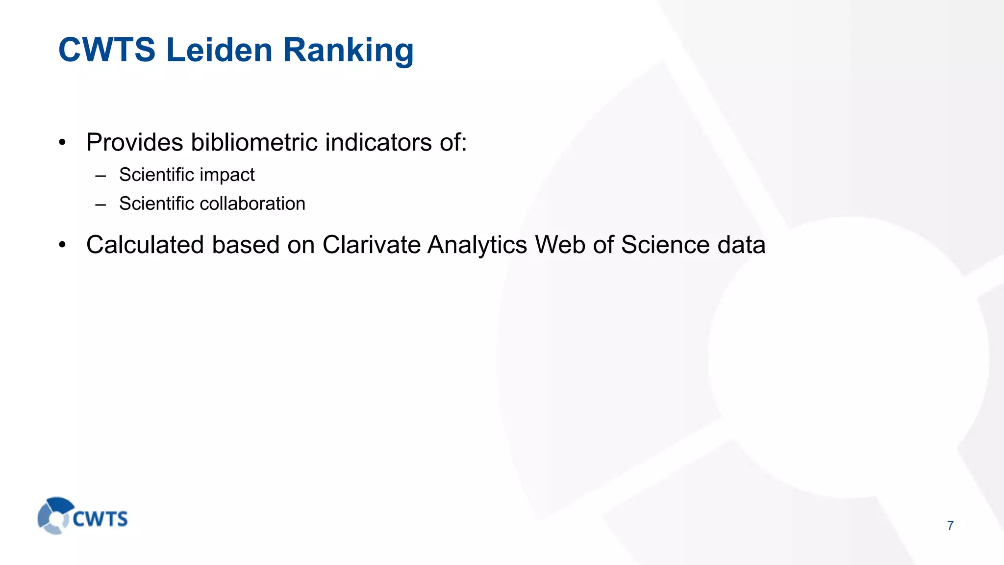 A scientometric perspective on university ranking | PPT