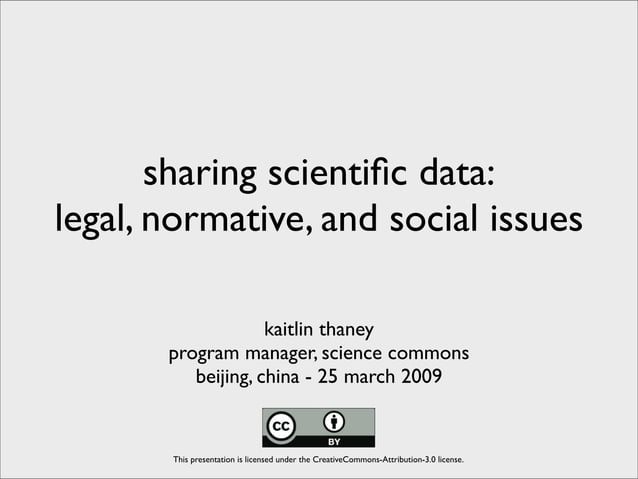 Sharing Scientific Data: Legal, Normative and Social Issues | PDF