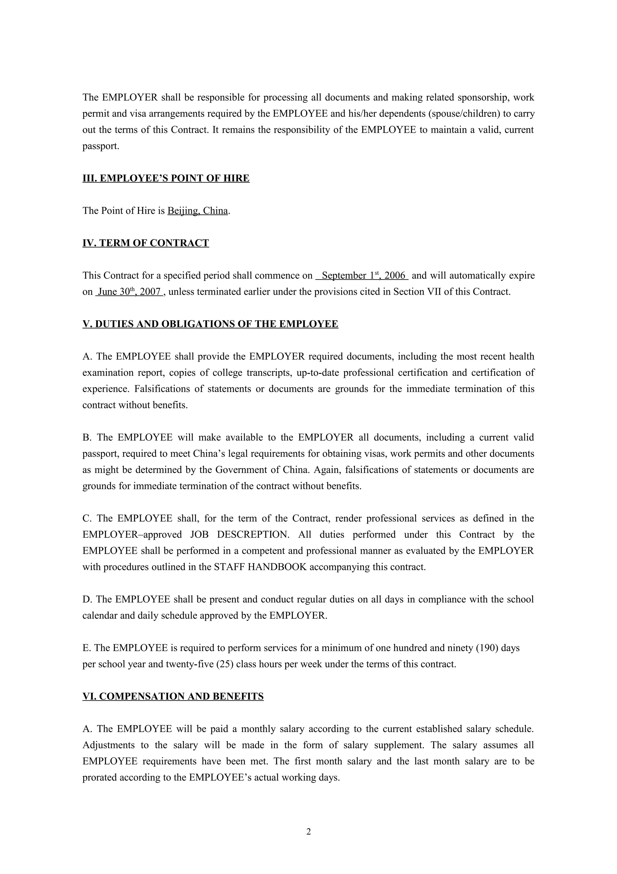 Beijing international school contract | DOC