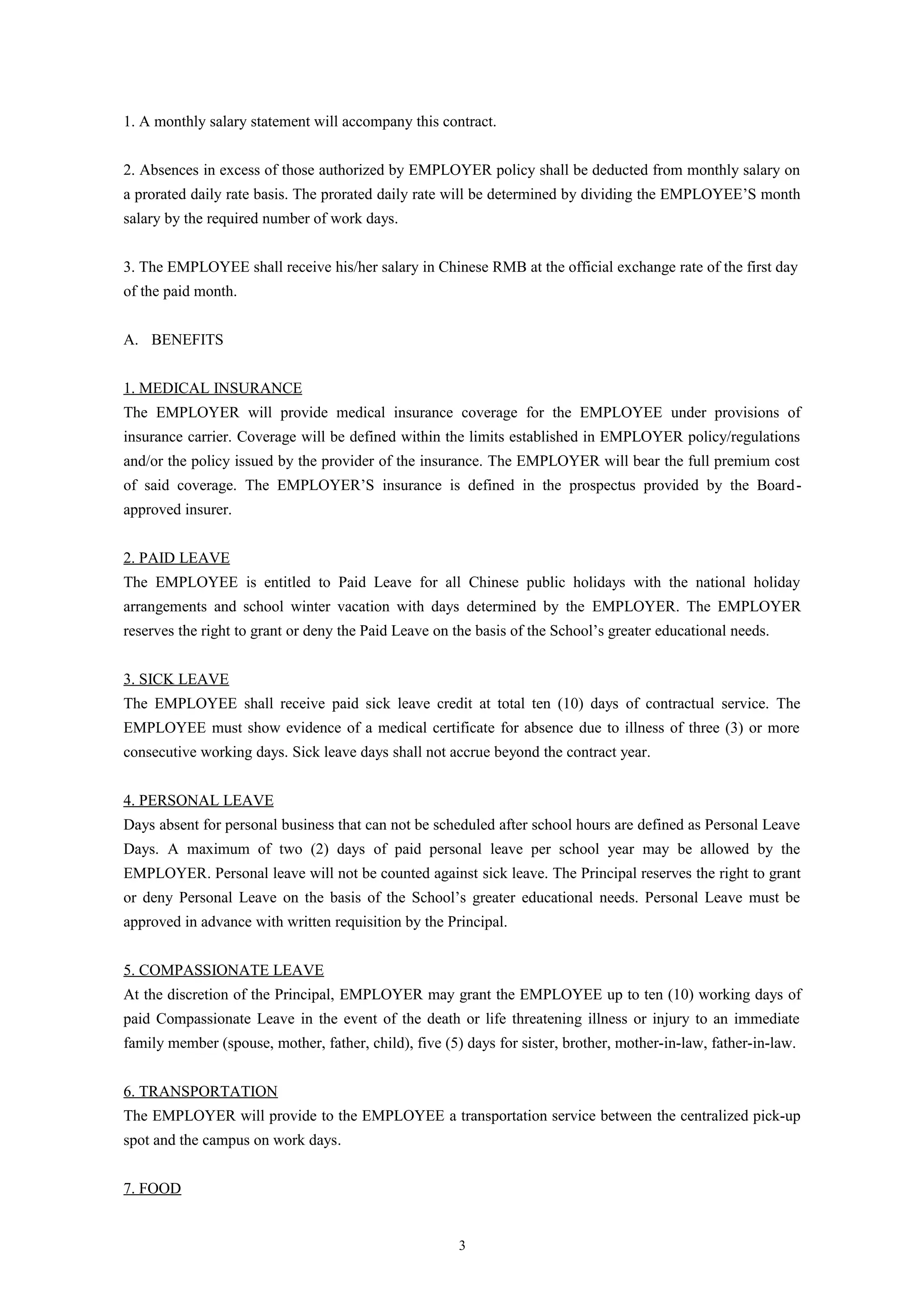 Beijing international school contract | DOC