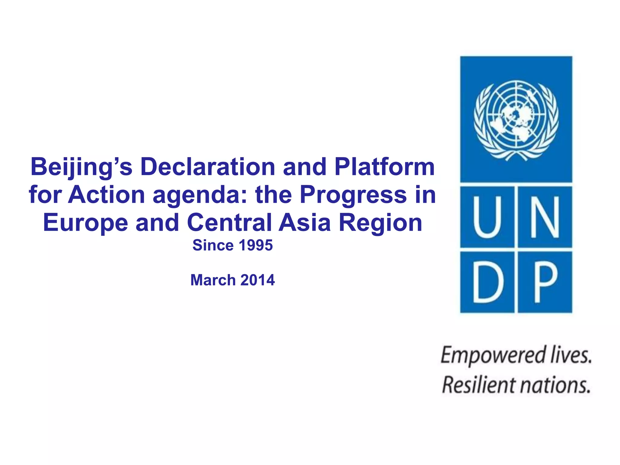 Beijing’s Declaration and Platform for Action agenda: Progress in ...