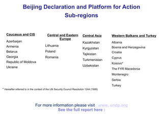 Beijing’s Declaration and Platform for Action agenda: Progress in ...