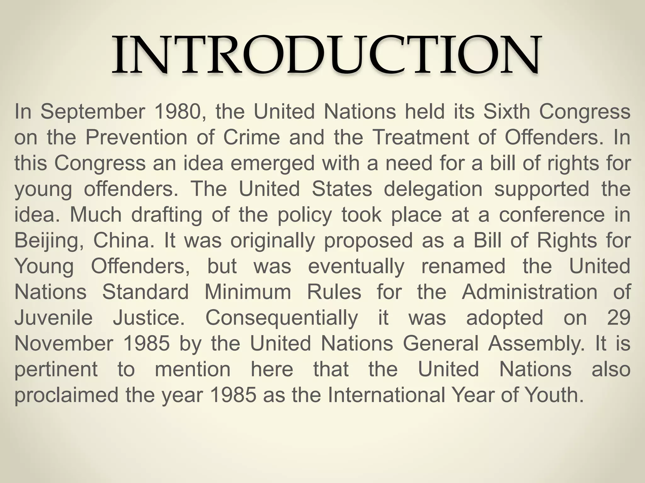 Beijing rules | United Nations Standard Minimum Rules for the ...