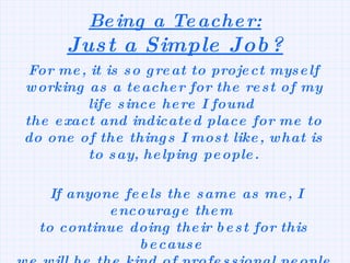 Being a Teacher. | PPT