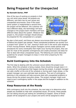 Being prepared for the Unexpected | PDF