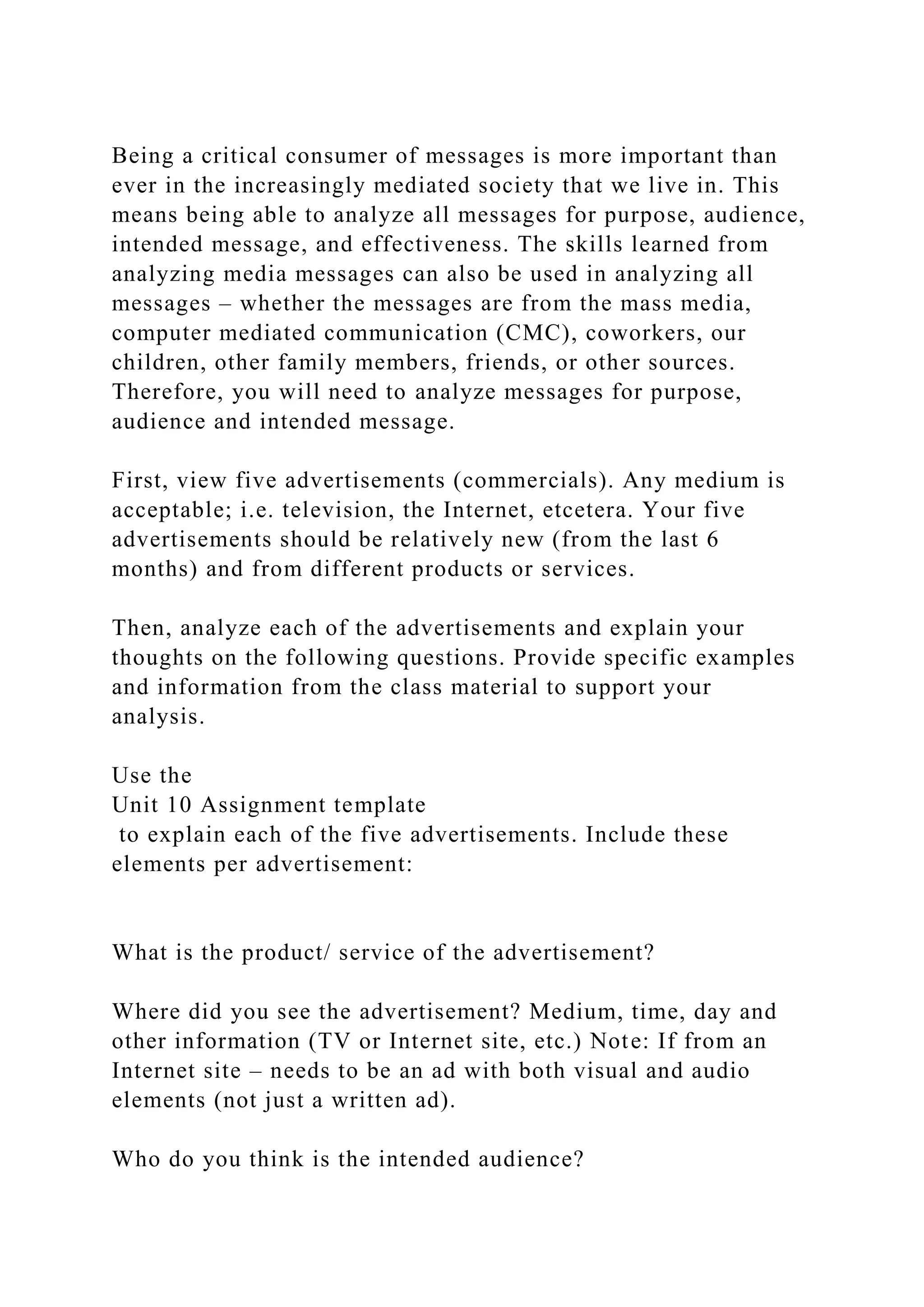 Being a critical consumer of messages is more important than ever in.docx