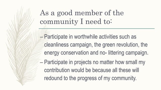 Being a good member of the community | PPTX