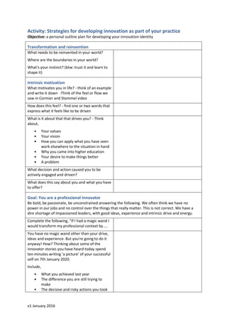 Being an innovator handout | PDF