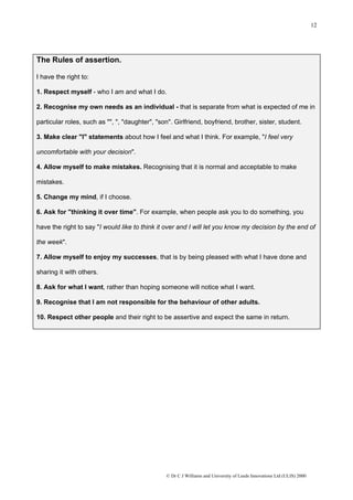 Being assertive | PDF | Mental Health | Diseases and Conditions