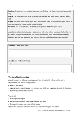 Being assertive | PDF | Mental Health | Diseases and Conditions
